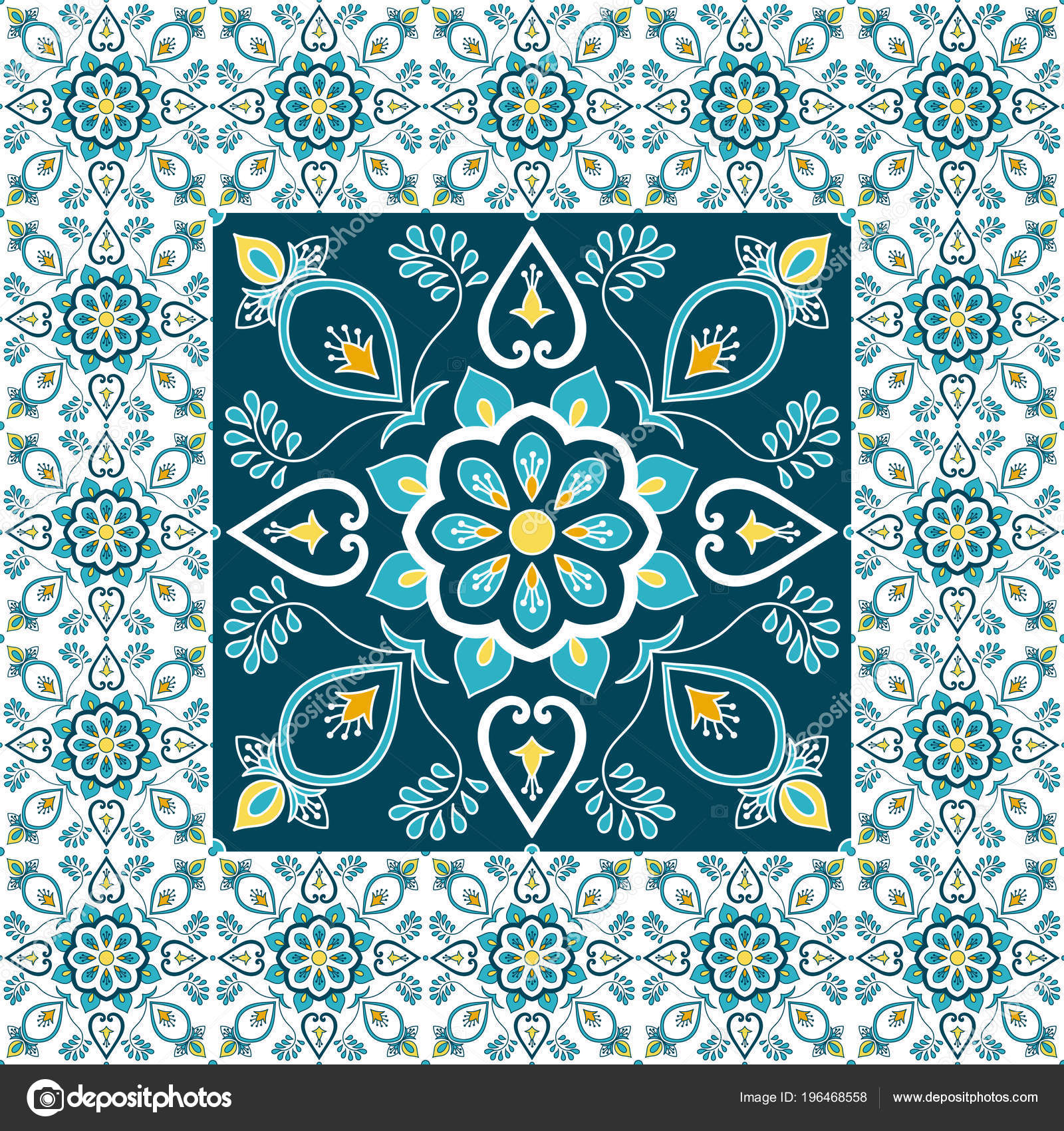 Mexican Tile Pattern Floor Vector Ceramic Print Big Element Center ...