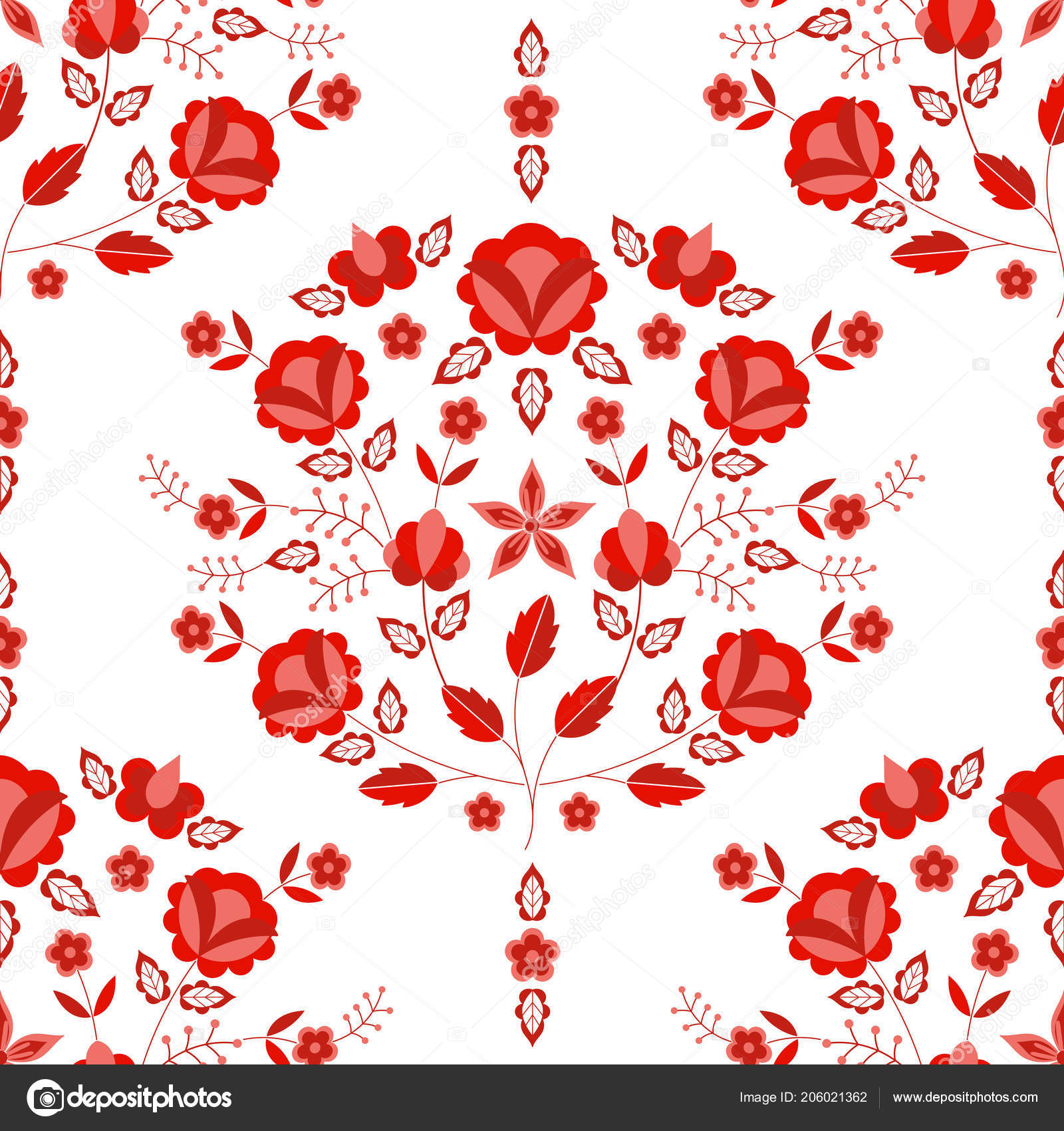 Polish Folk Pattern Vector Seamless Floral Ethnic Ornament Slavic