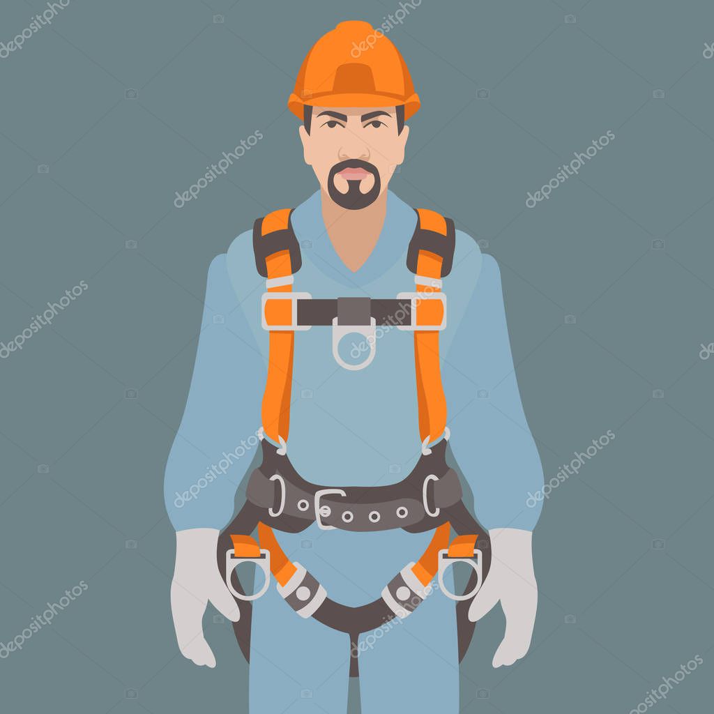trabajador escalada cintur n de seguridad vector ilustraci n estilo plano 2024