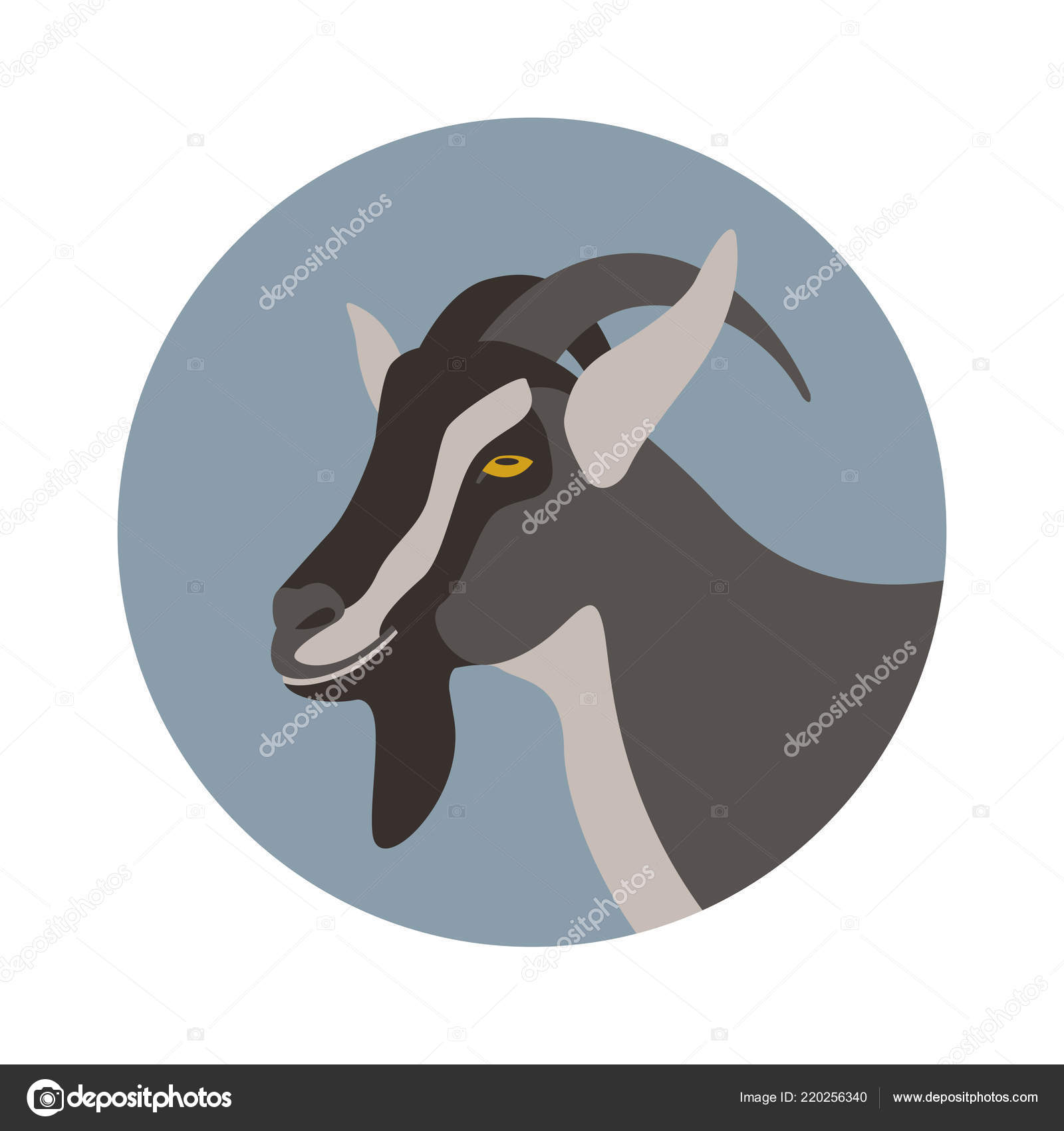 Cabeza de cabra vector ilustración plano estilo perfil Vector de stock ...