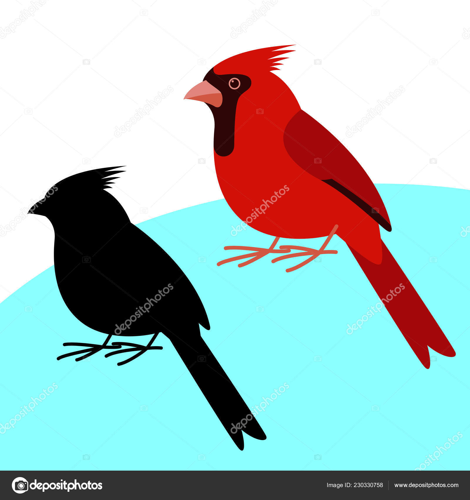 Flying Cardinal Bird Outline