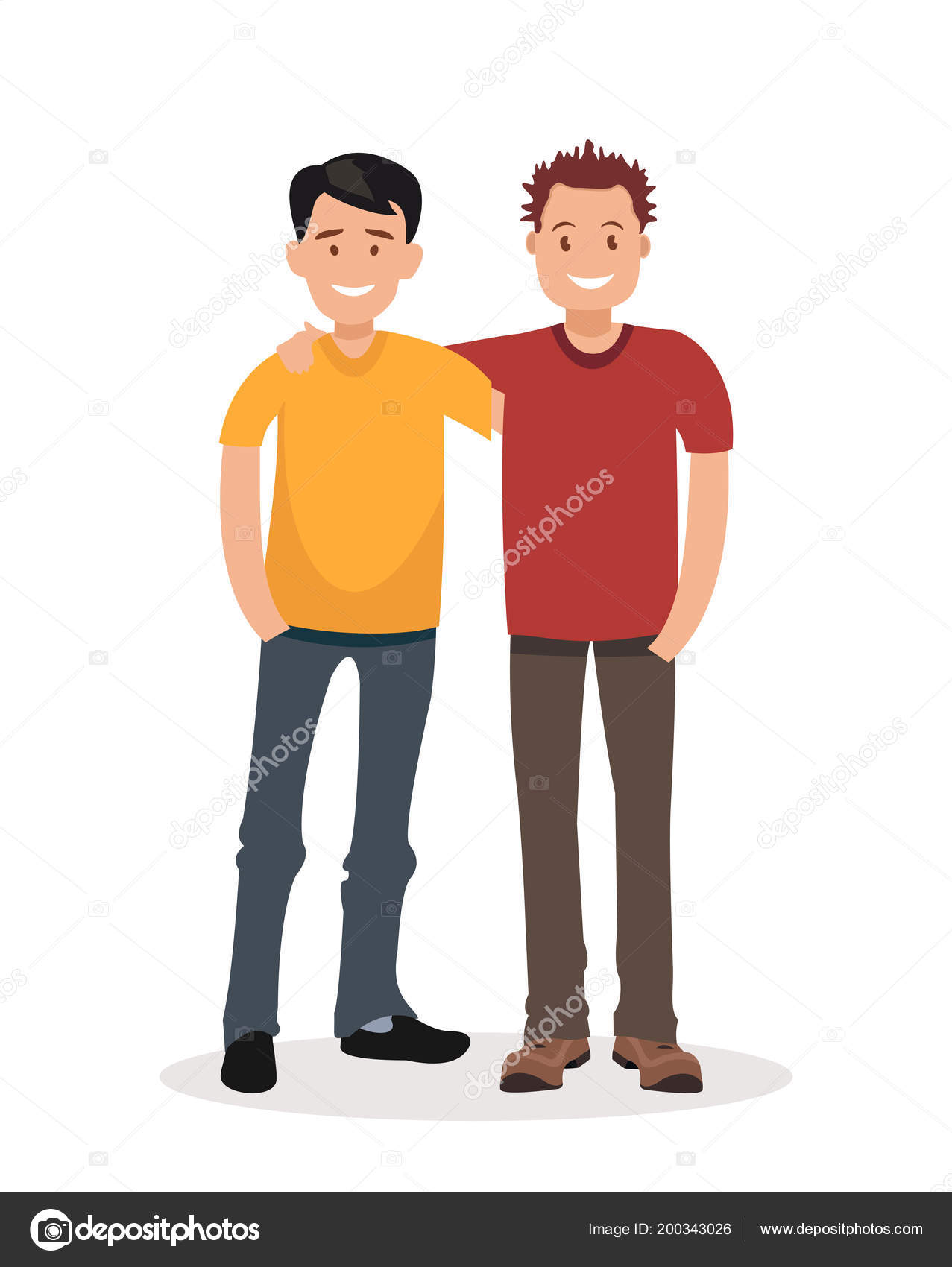 Two Boys Hugging Cartoon