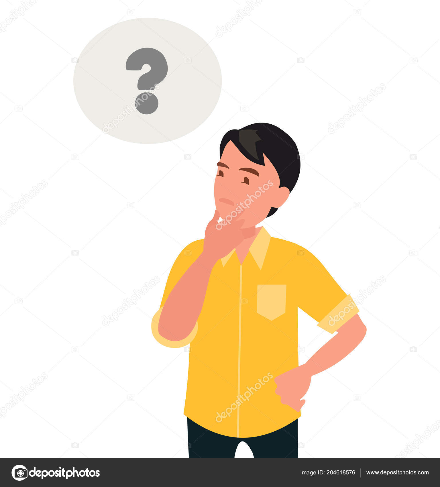 Man Thinking Question Mark Vector Illustration Cartoon Style — Stock ...