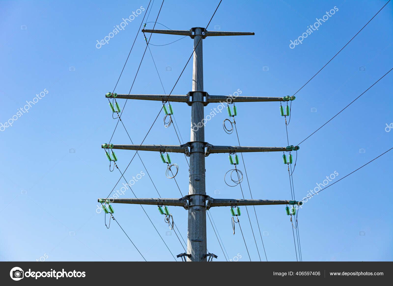 Electric support of high voltage power cables Stock Photo by ©RuggeR86 ...