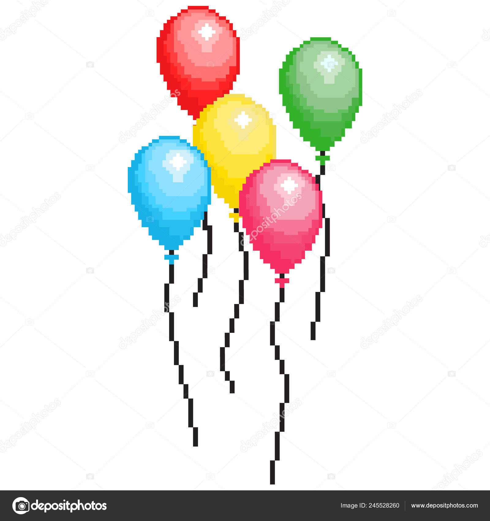 Colorful Balloons Seamless Pattern Bit Balloon Design Banner Pixel Art ...