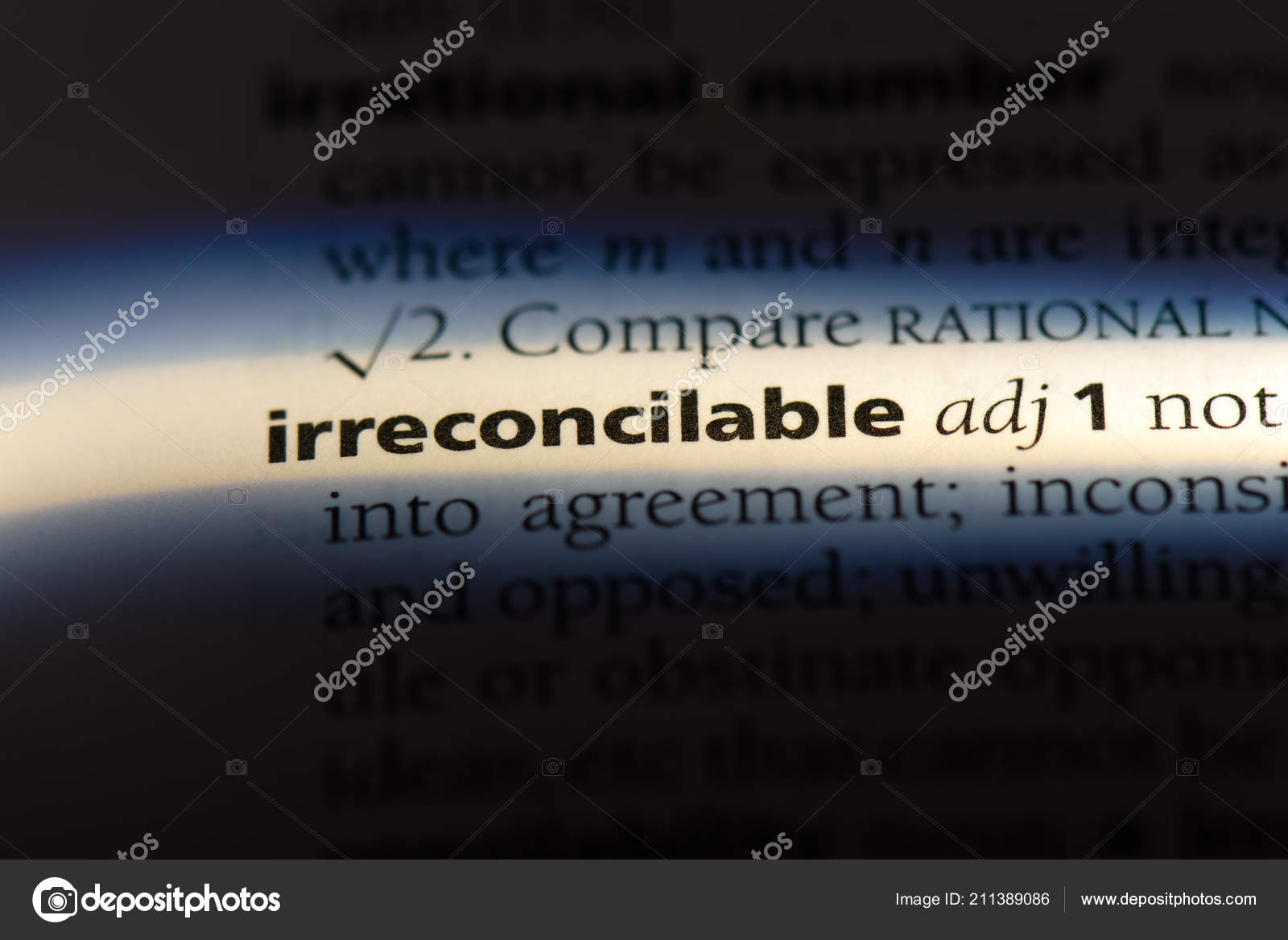 Irreconcilable Word Dictionary Irreconcilable Concept — Stock Photo ...