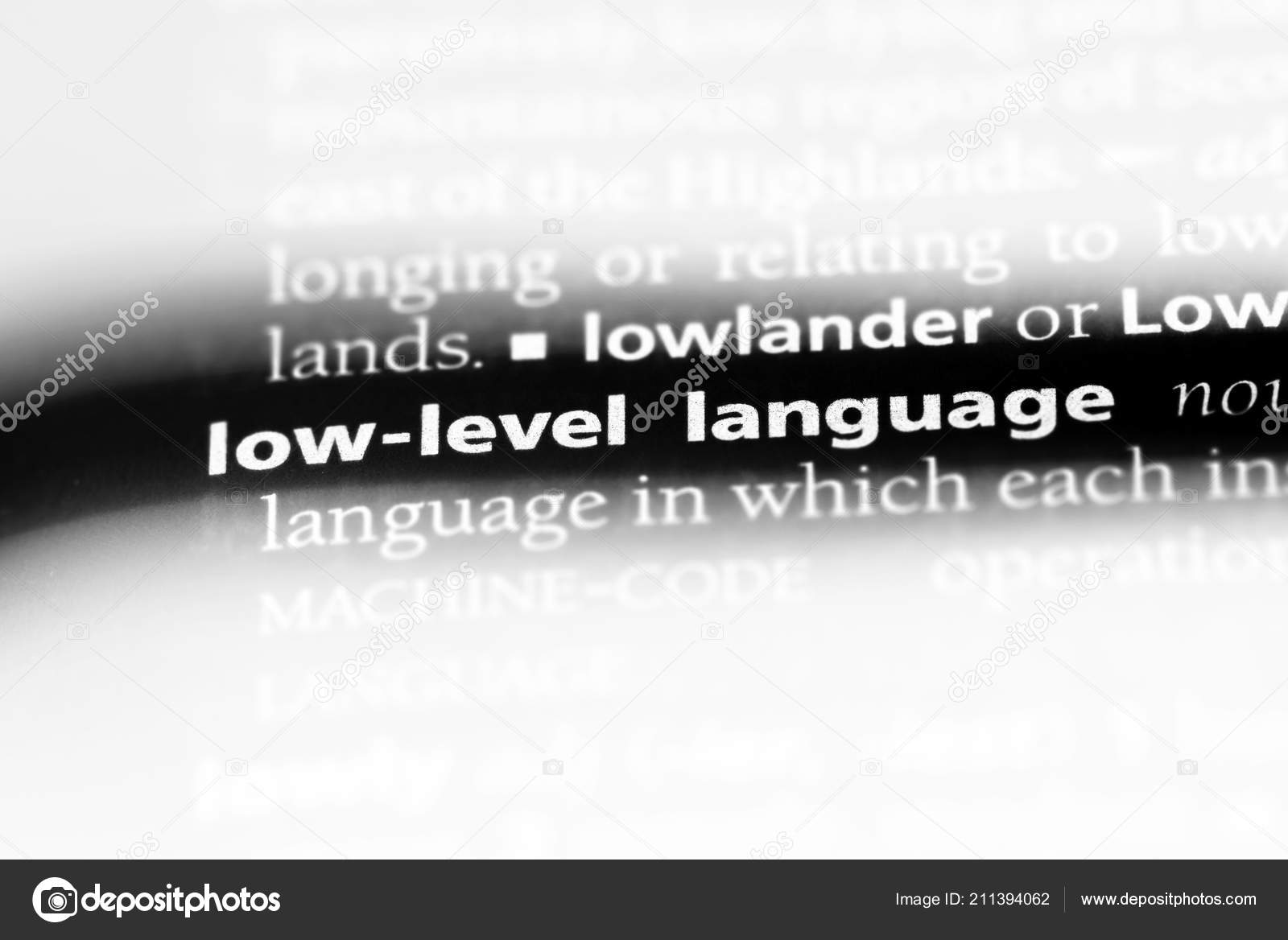 Low Level Language Word Dictionary Low Level Language Concept — Stock ...
