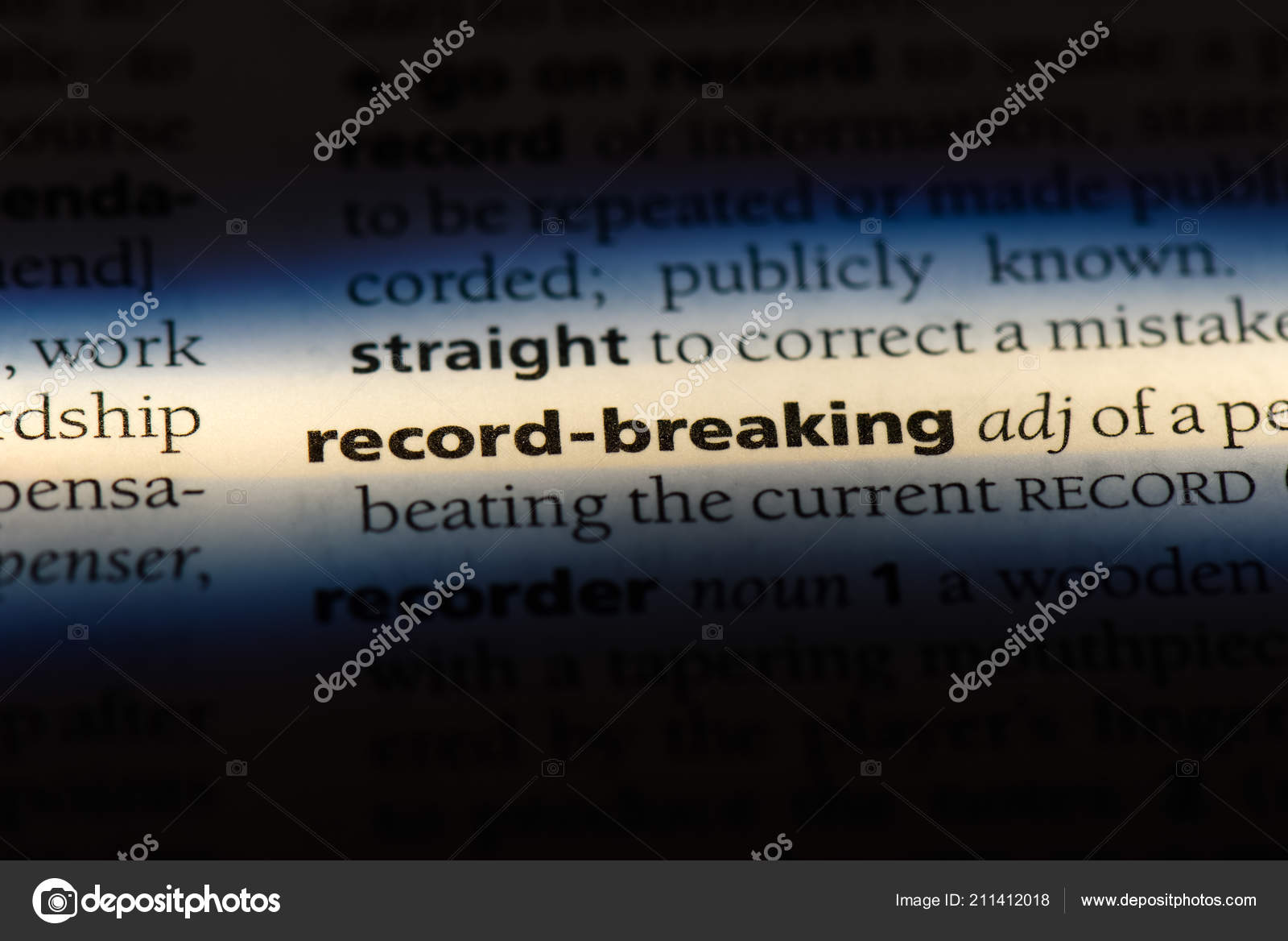 Record Breaking Word Dictionary Record Breaking Concept — Stock Photo ...