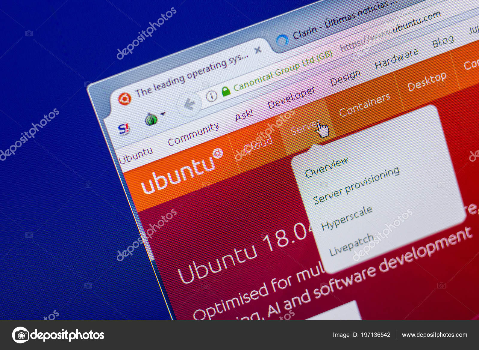 Ryazan Russia May 2018 Homepage Ubuntu Website Display Url Ubuntu ...