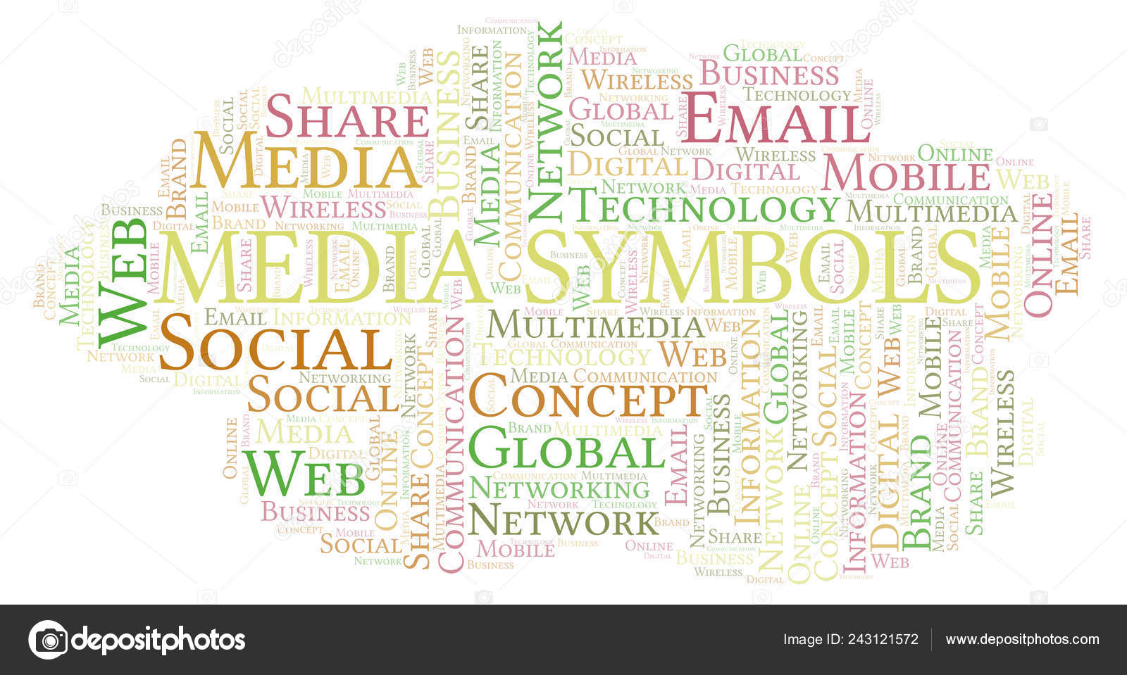 Media Symbols Word Cloud Word Cloud Made Text Only — Stock Photo ...