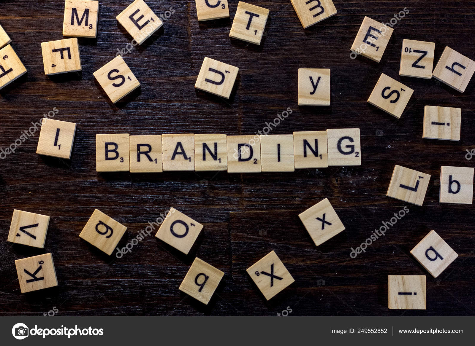 Branding word made with scrabble letters. Stock Photo by ...
