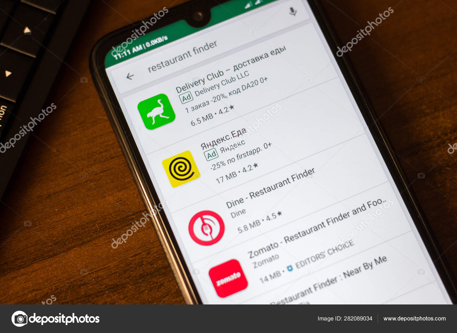 Ivanovsk, Russia - June 26, 2019: Yandex Food or Eda app on the display ...