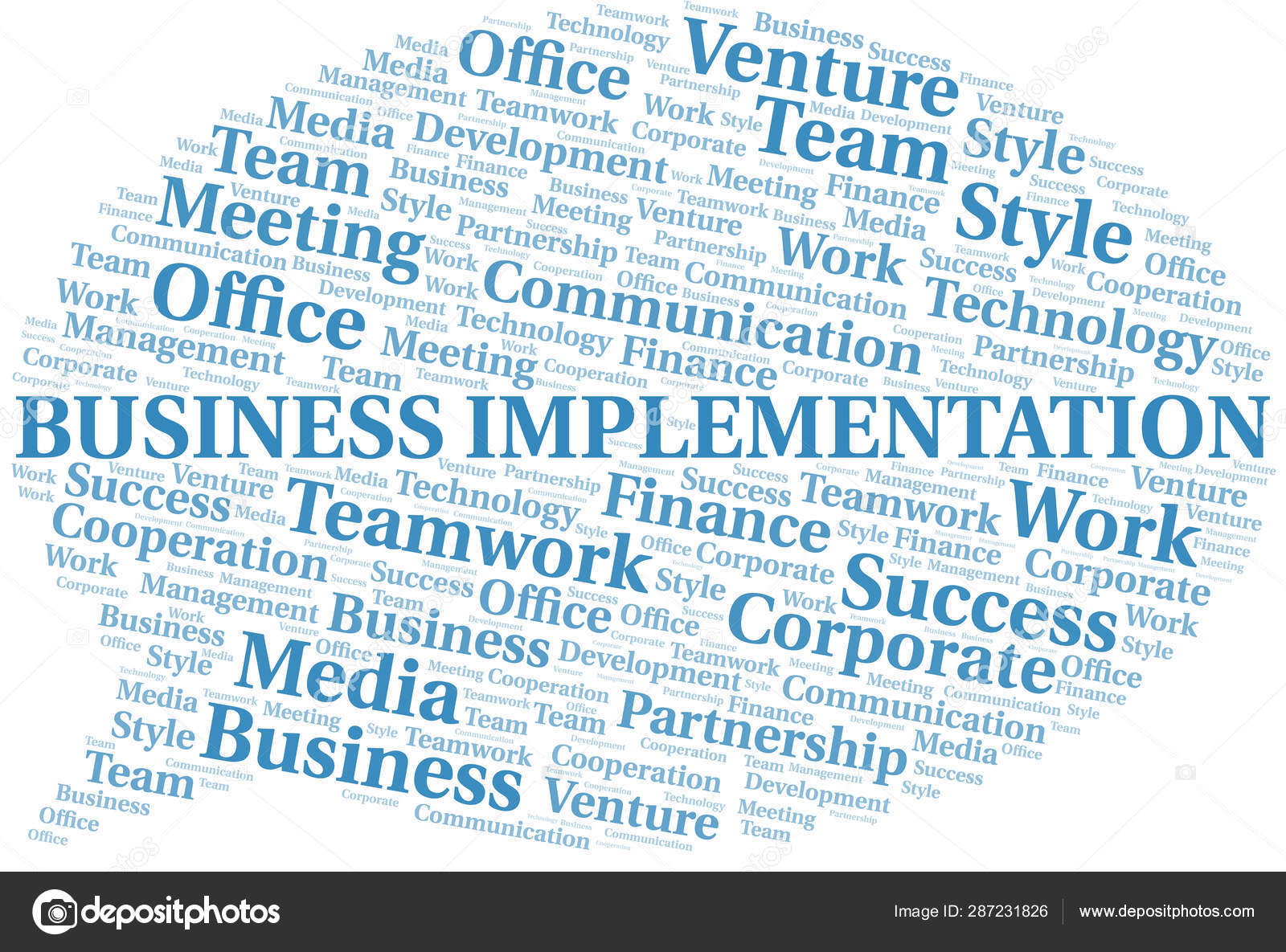 Business Implementation word cloud. Collage made with text only. Stock ...