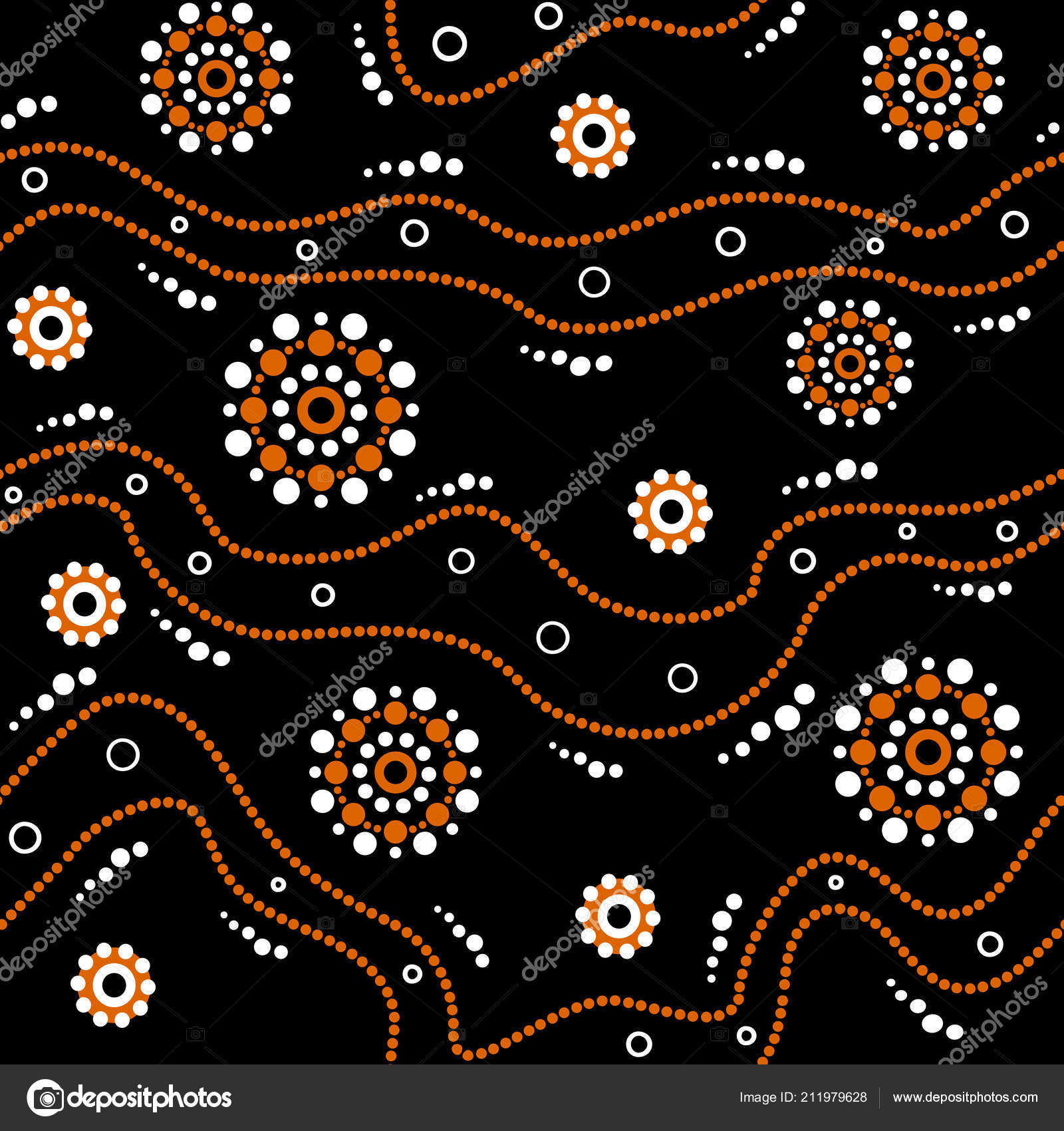 Australian Aboriginal Seamless Vector Pattern White Orange Dotted ...
