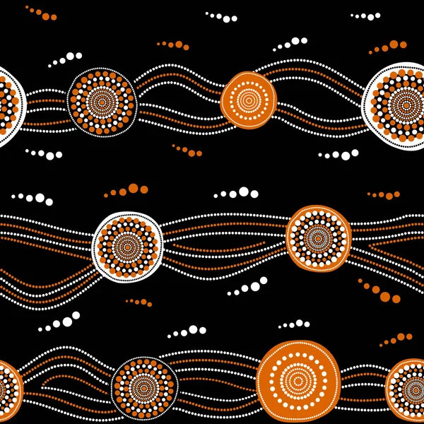 Australian Aboriginal Seamless Vector Pattern White Orange Dotted ...