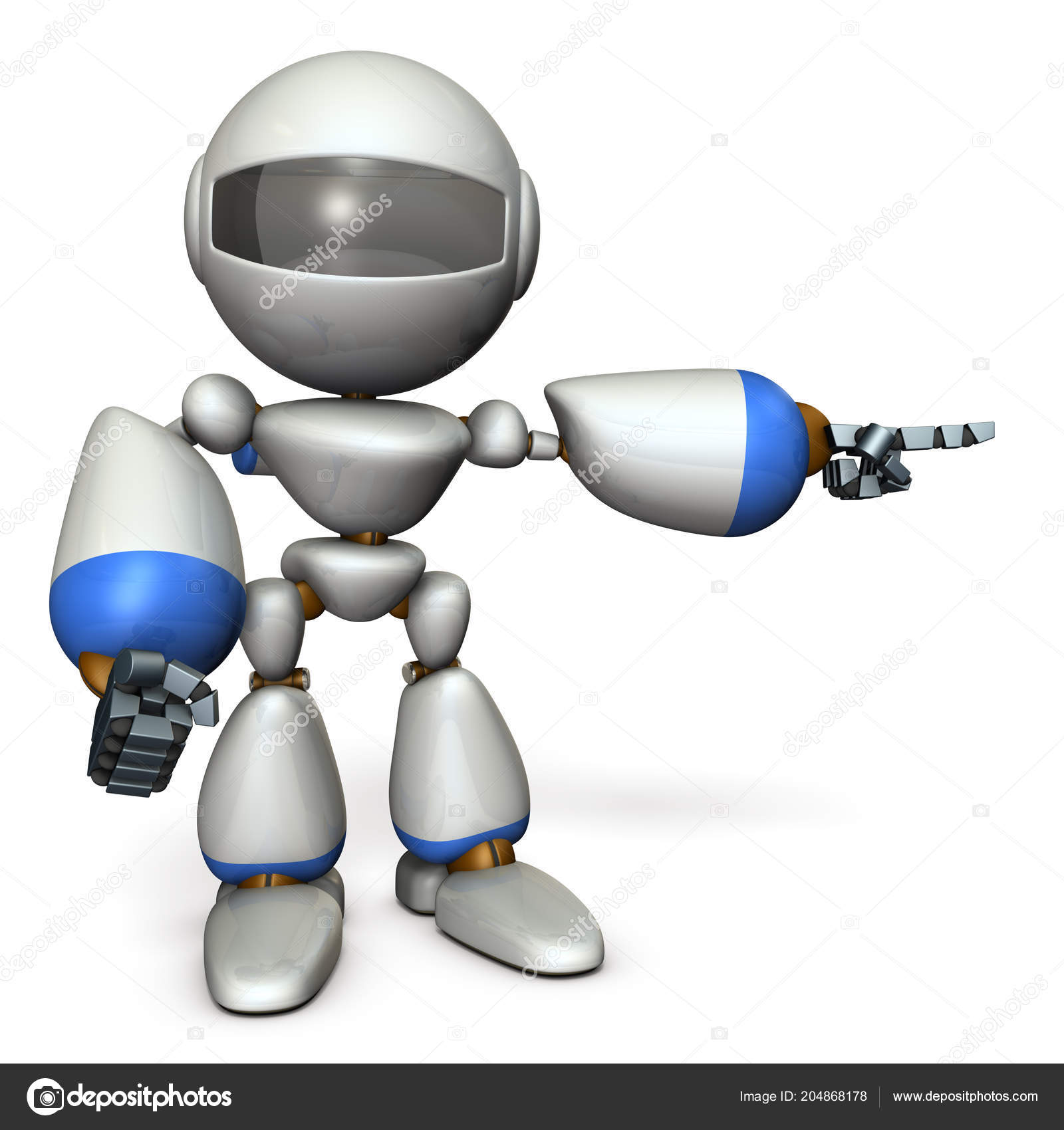 Cute Robot Points Right Shows Direction Illustration Stock Photo by ...