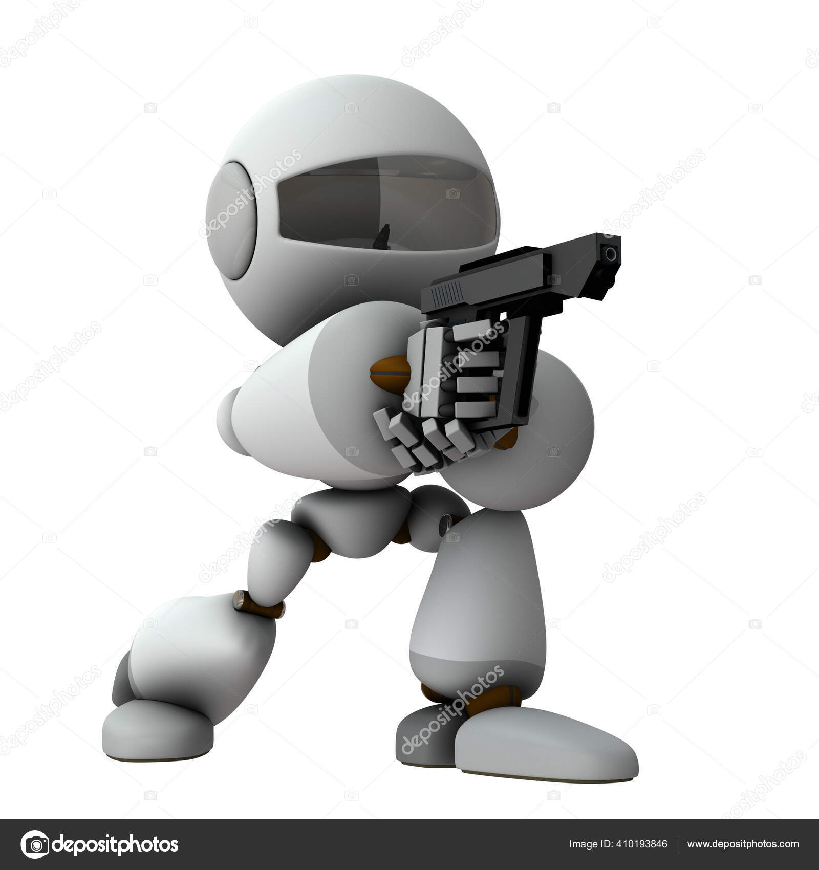 Artificial Intelligence Robot Stands Its Knees Holds Pistol Aiming ...