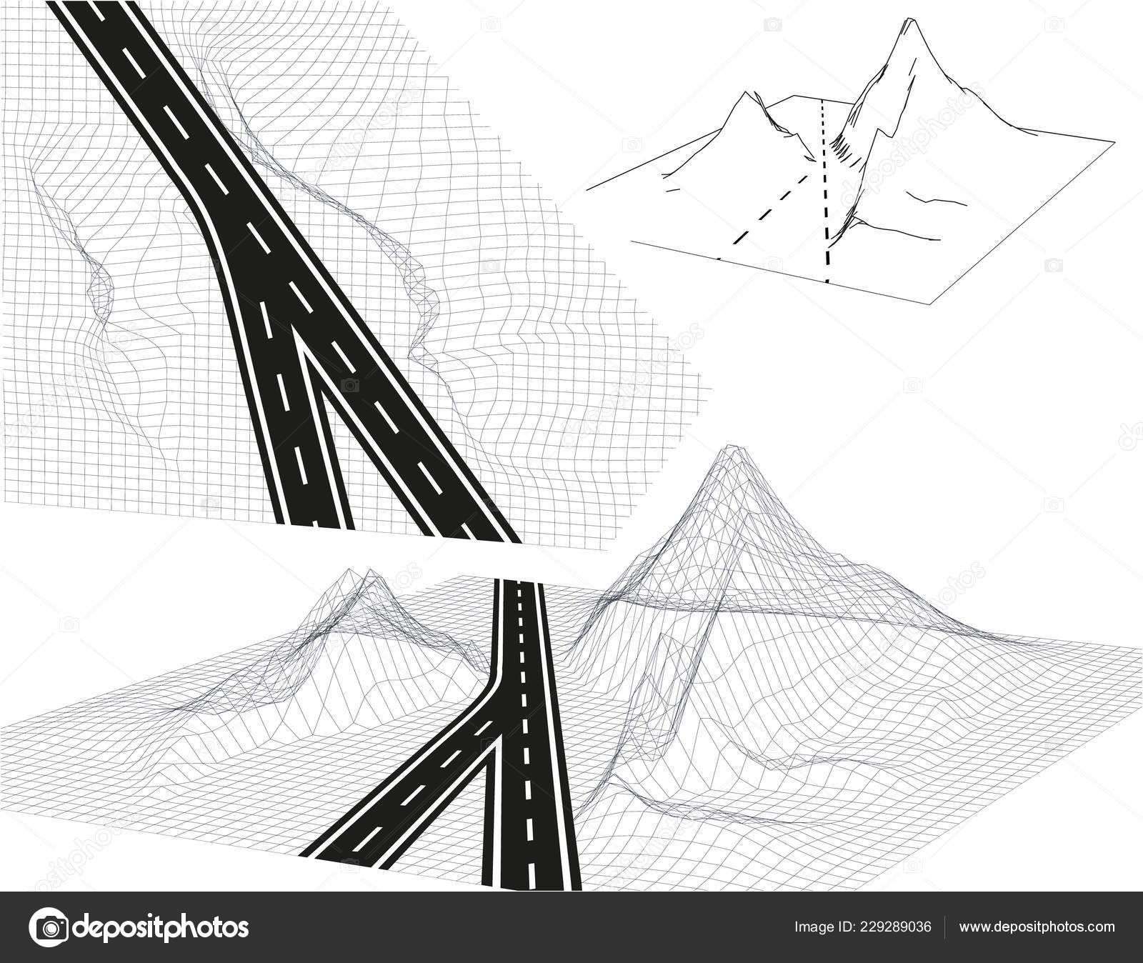 Road, highway in 3D. View from above and in Perspective. Highway design ...