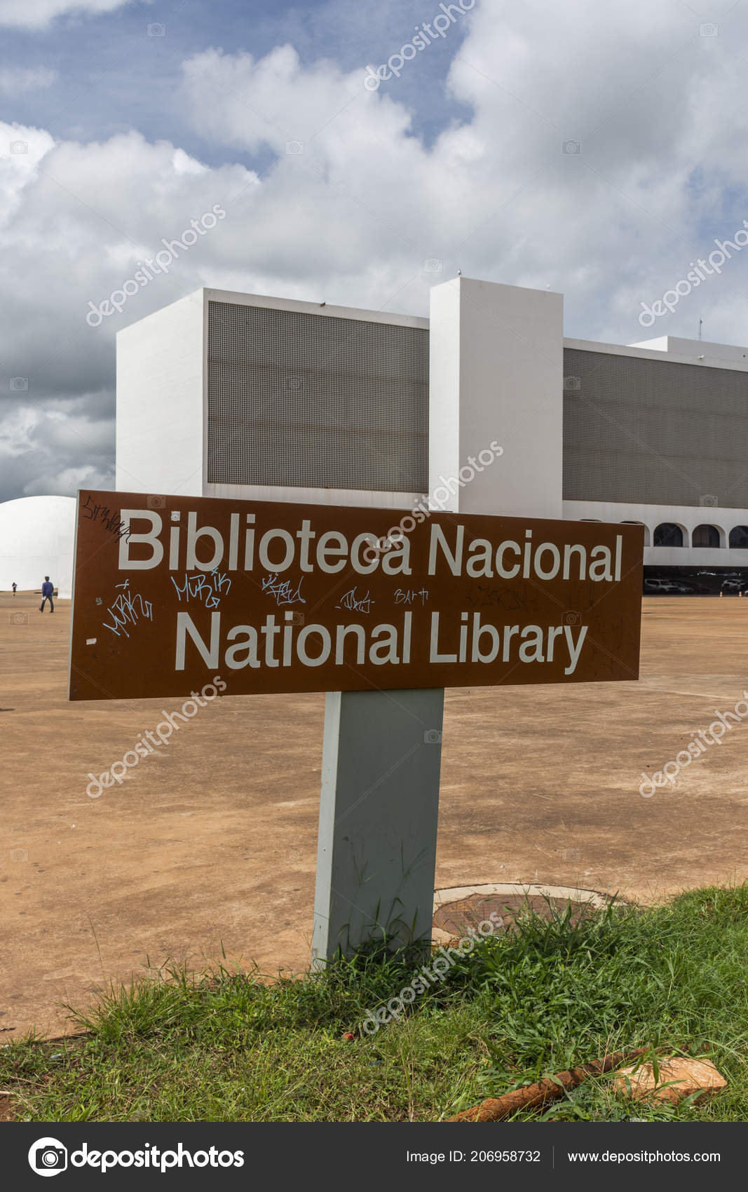 National Library Modern White Building Central Brasilia Federal ...