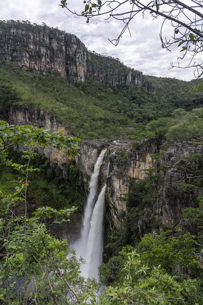 Landscape Big Beautiful Waterfall Nature Chapada Dos Veadeiros Goias ...