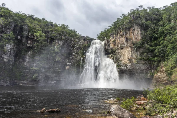 Landscape Big Beautiful Waterfall Nature Chapada Dos Veadeiros Goias ...