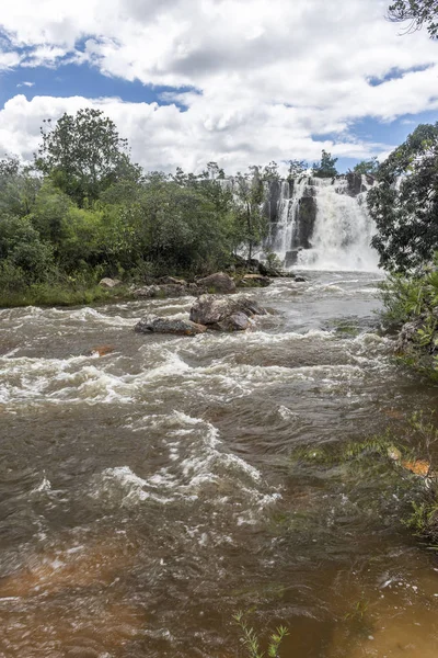 Landscape Big Beautiful Waterfall Nature Chapada Dos Veadeiros Goias ...