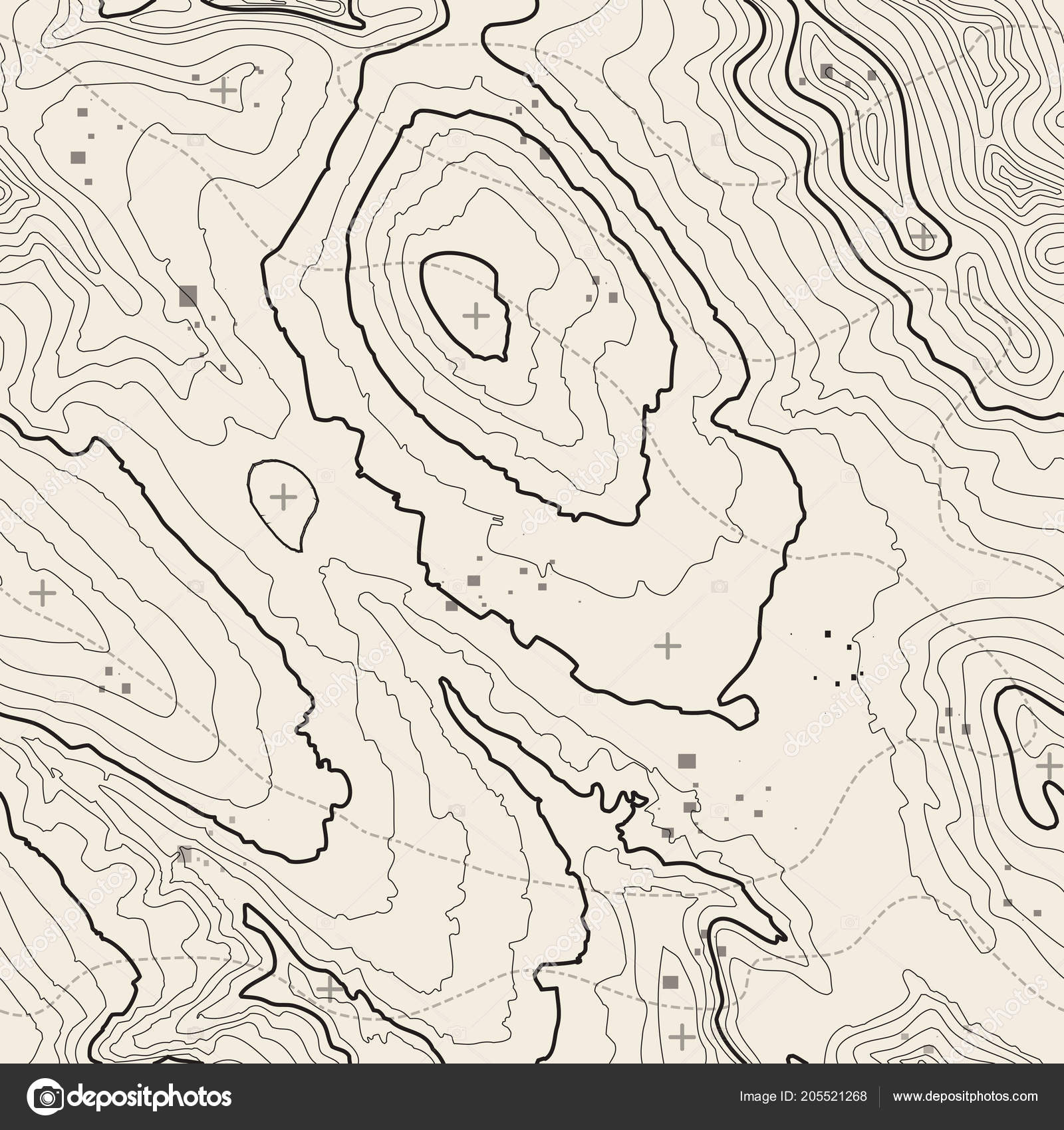 Seamless pattern. Topographic map background with space for copy ...