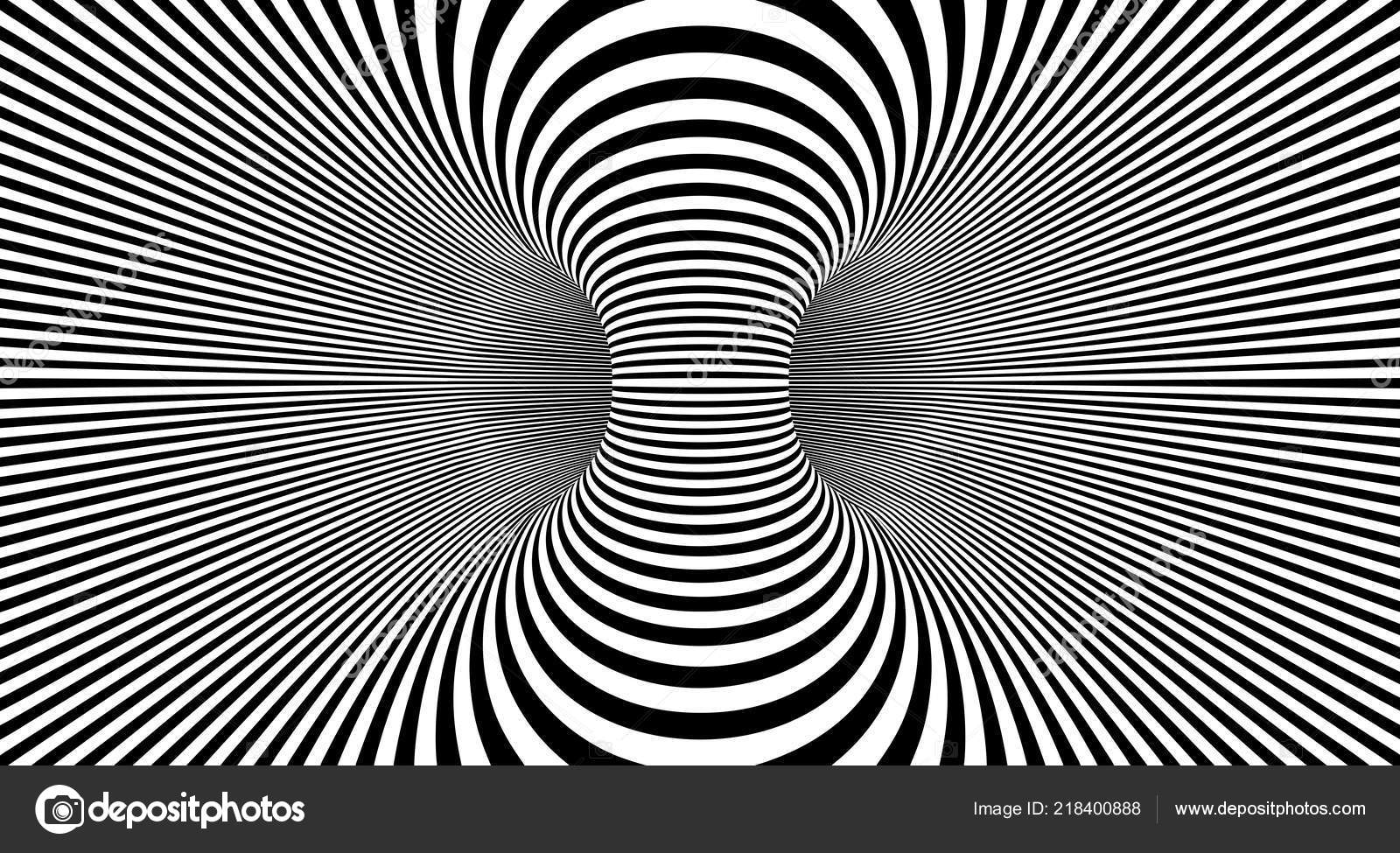 Optical illusion lines background. Abstract 3d black and white ...