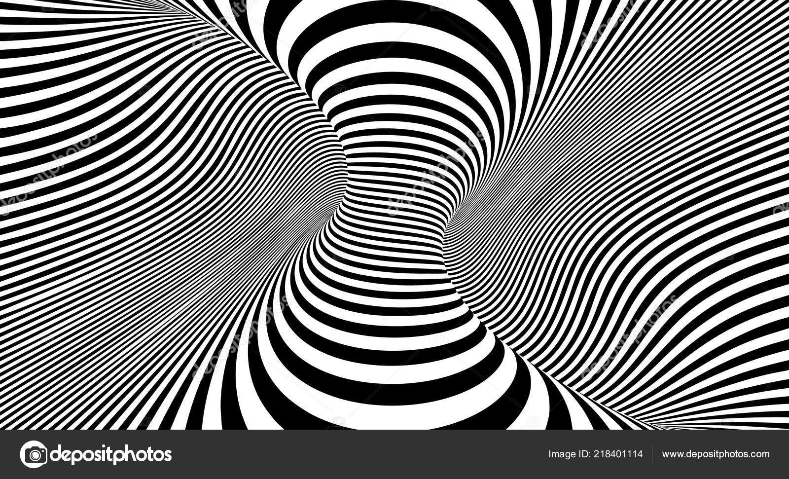 Optical illusion lines background. Abstract 3d black and white ...