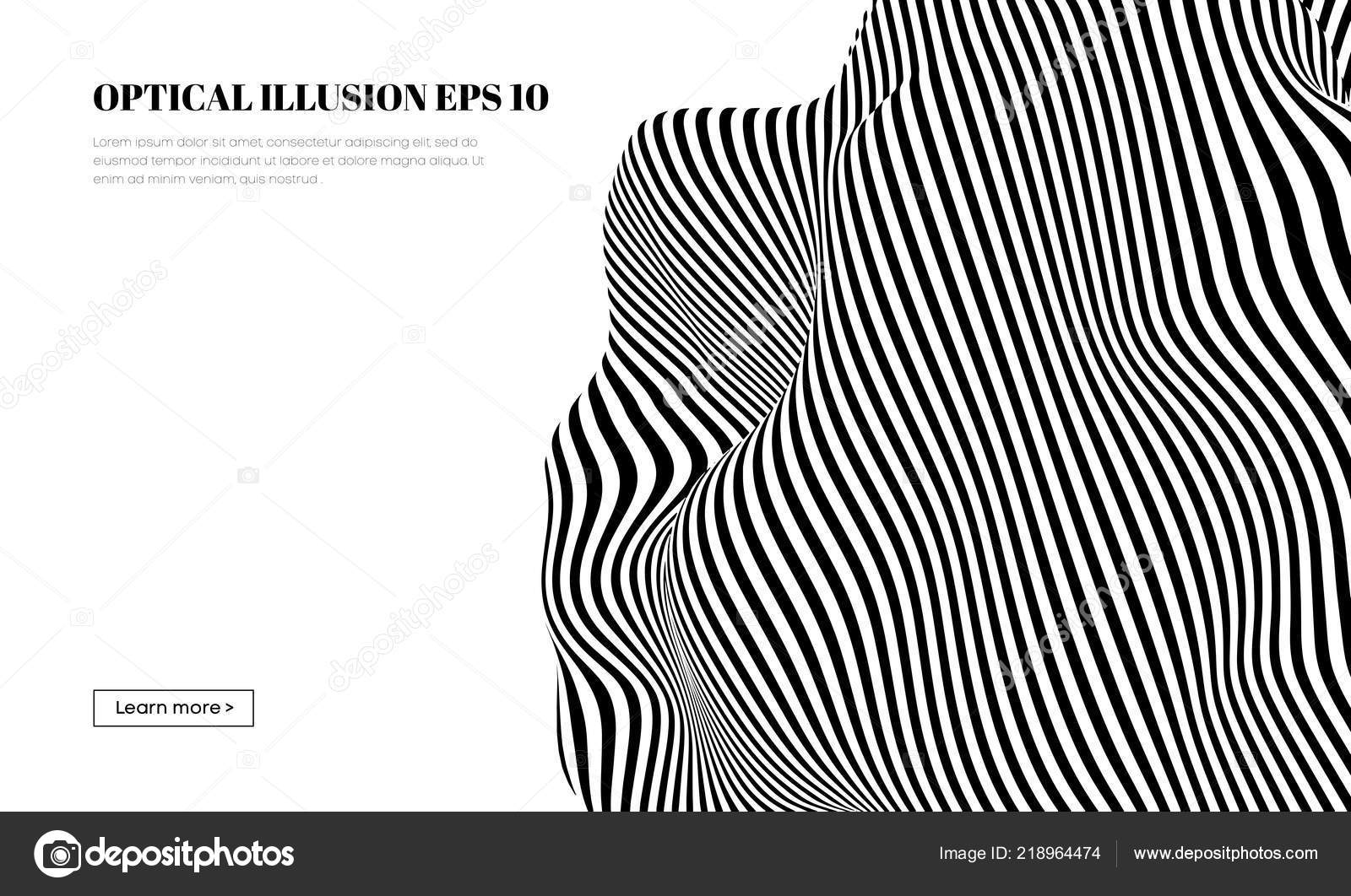 Optical illusion lines background. Abstract 3d black and white ...