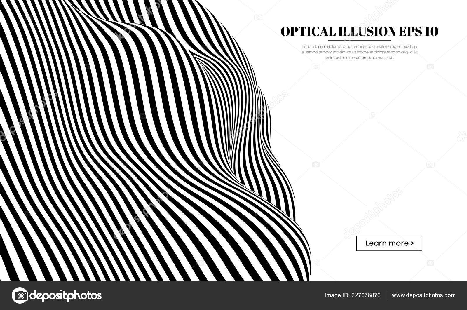 Optical illusion lines background. Abstract 3d black and white ...