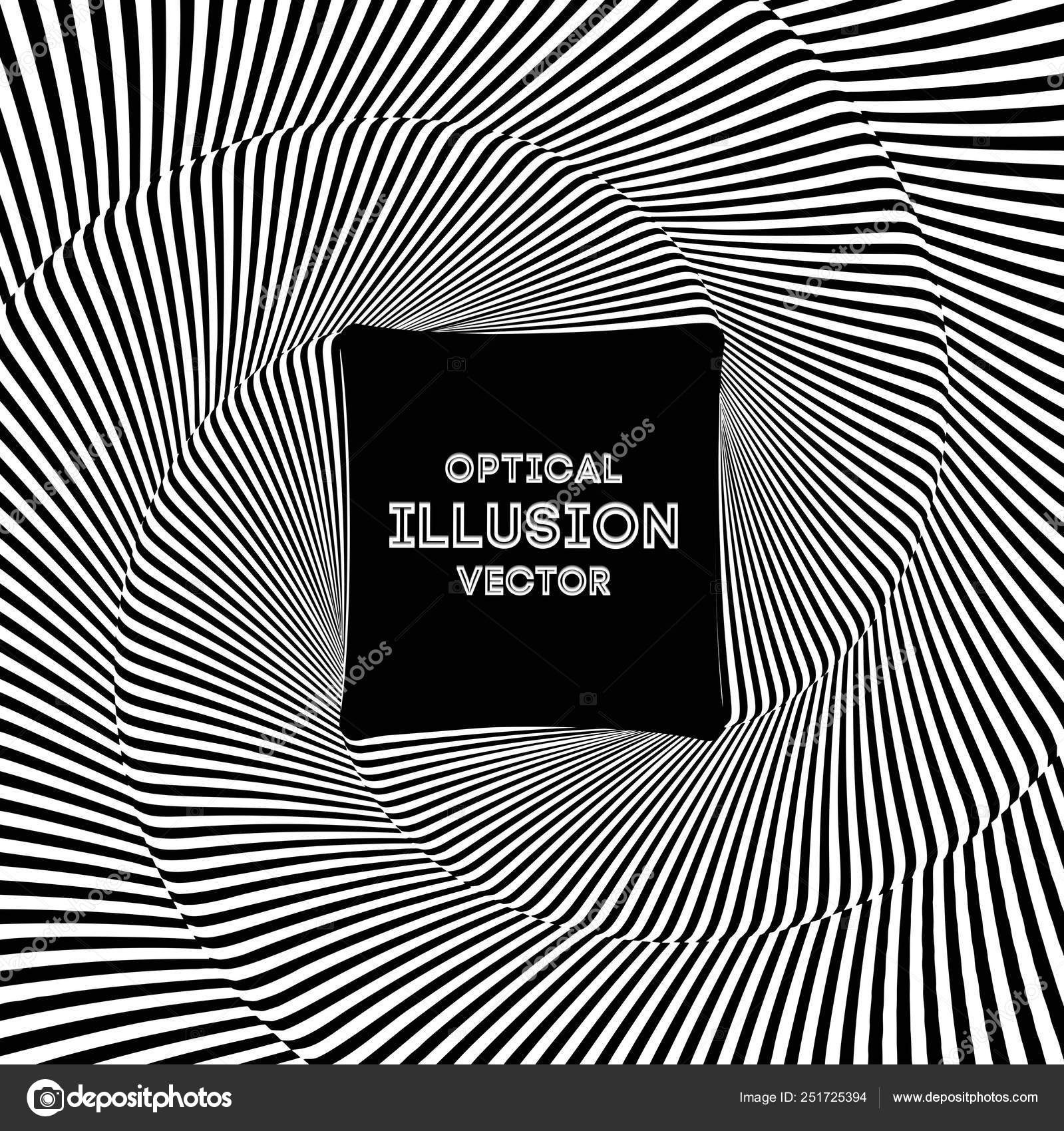 Optical illusion lines background. Abstract 3d black and white ...