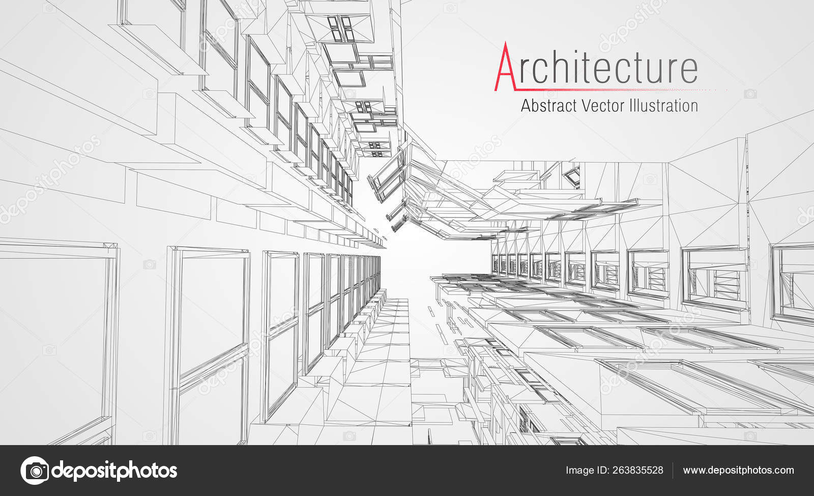 Modern architecture wireframe. Concept of urban wireframe. Wireframe ...