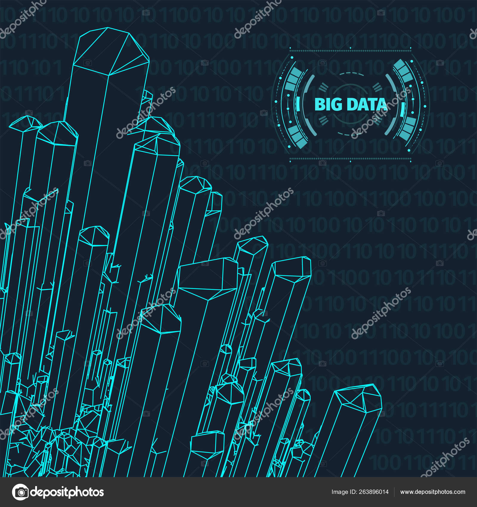 Big data visualization. Background 3d .Big data connection background. Cyber technology Ai tech ...