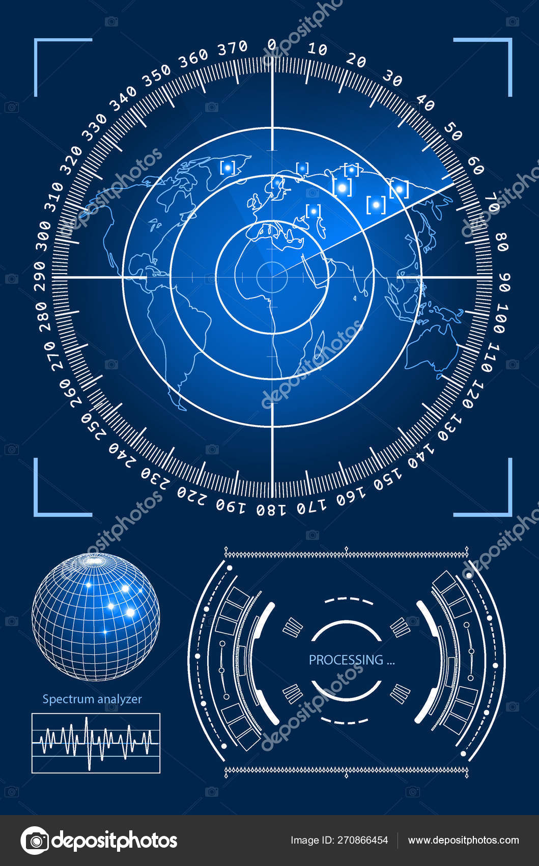 Futuristic user interface HUD tech elements for game creation or ...