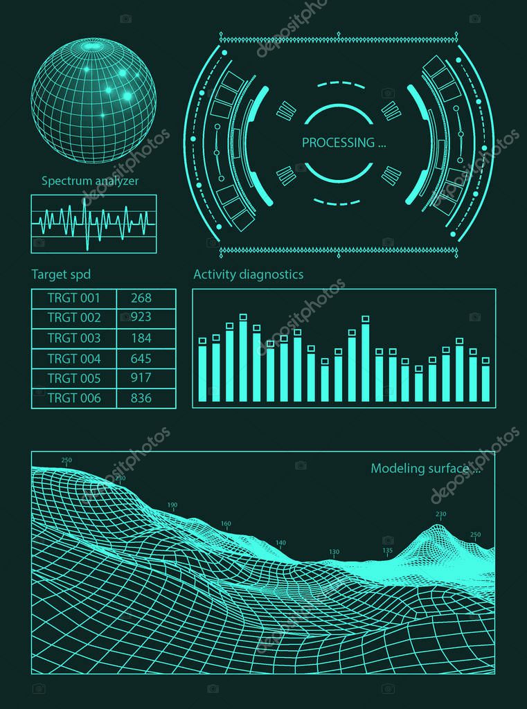 Interfaz de usuario futurista Elementos de tecnología HUD para la creación de juegos o ...