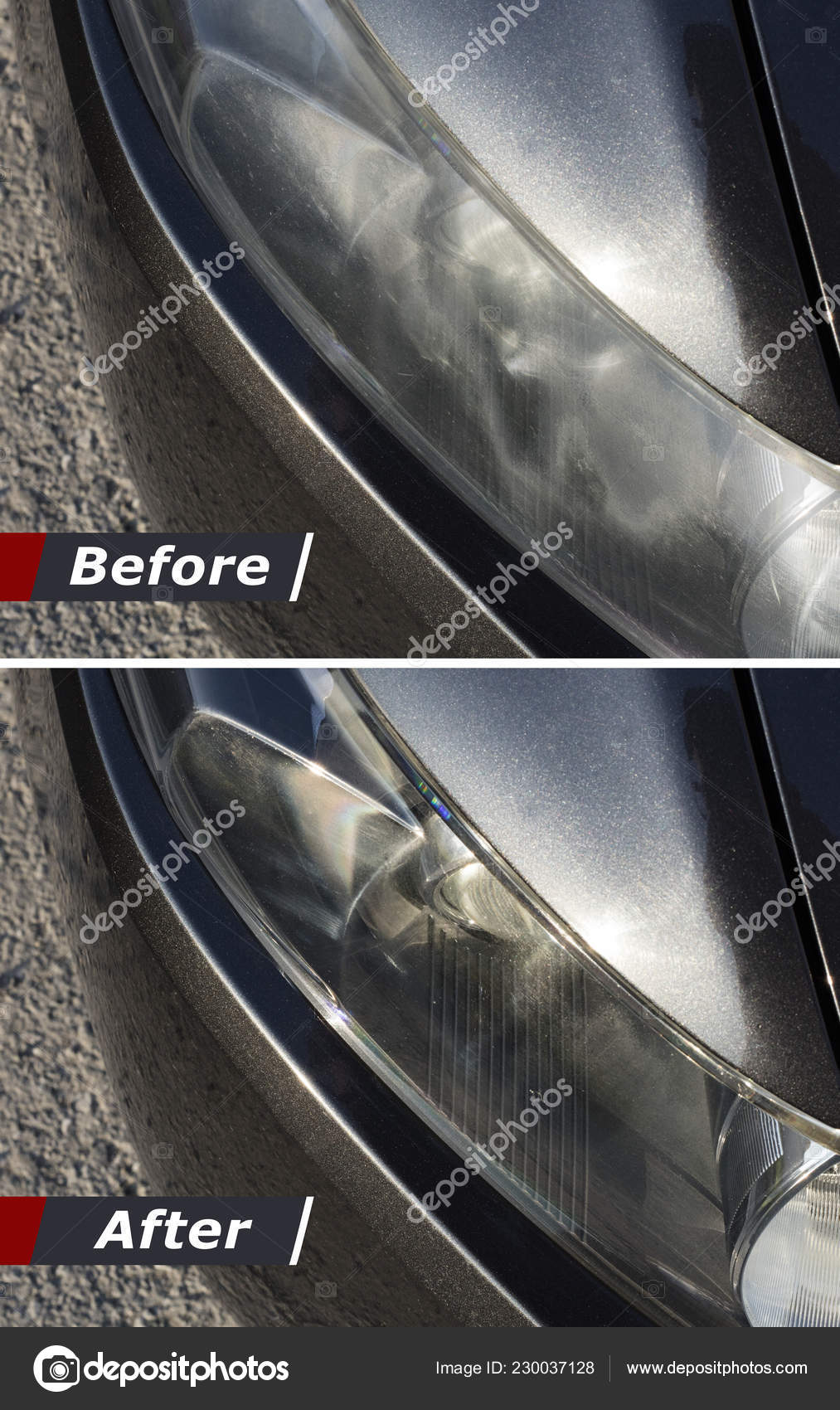 Polishing Optics Car Headlamps Effect Effect Polishing — Stock Photo ...