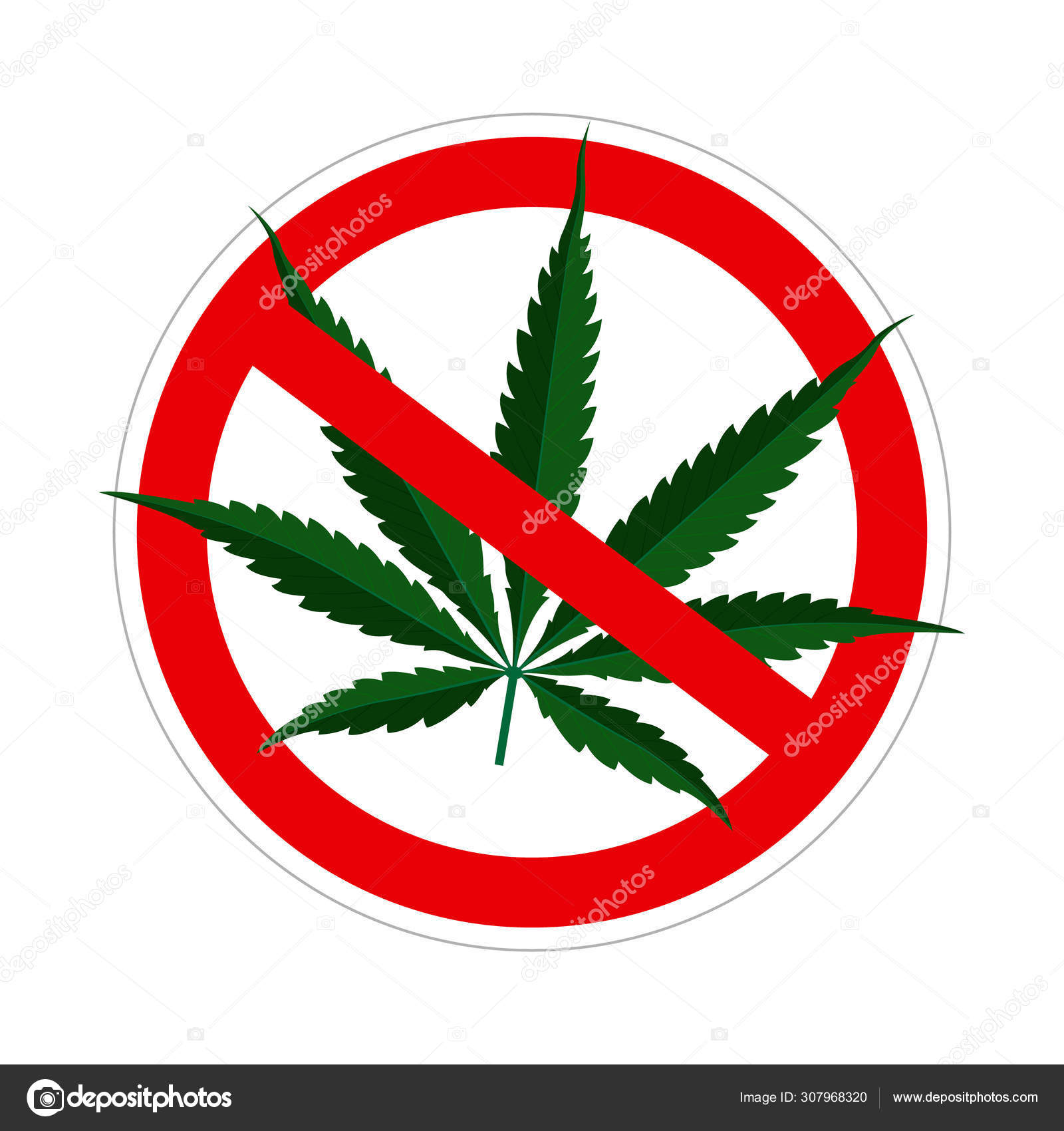 Detener Icono Drogas Hay Señal Marihuana Hoja Cannabis Con Símbolo
