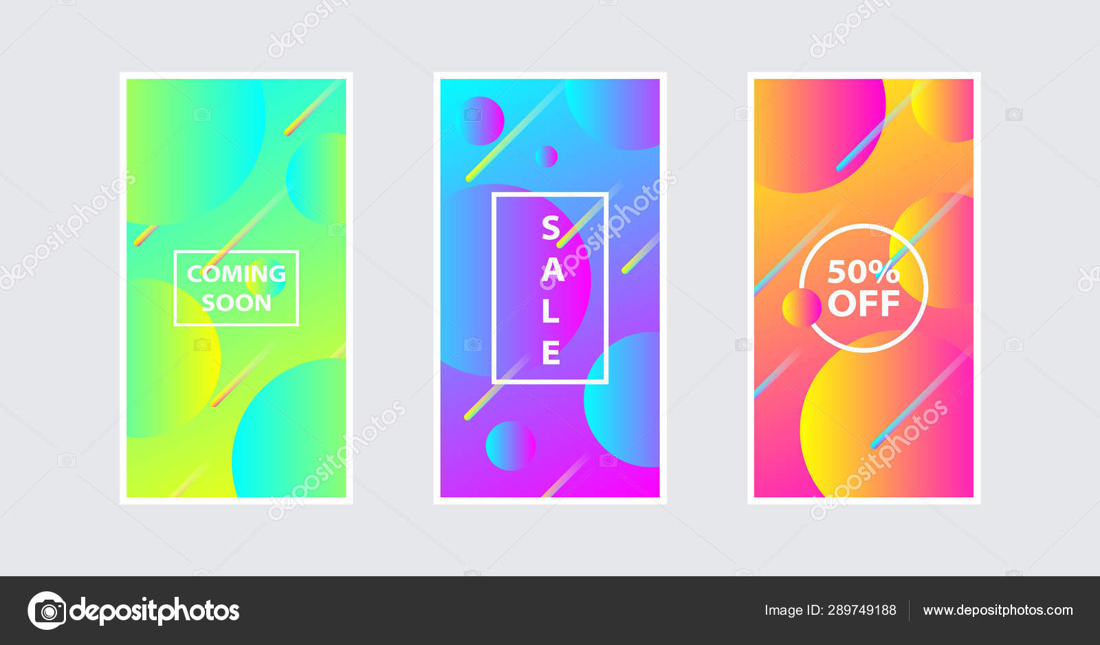 Set Abstract Vibrant Poster Designs Colorful Gradient Shapes Background ...