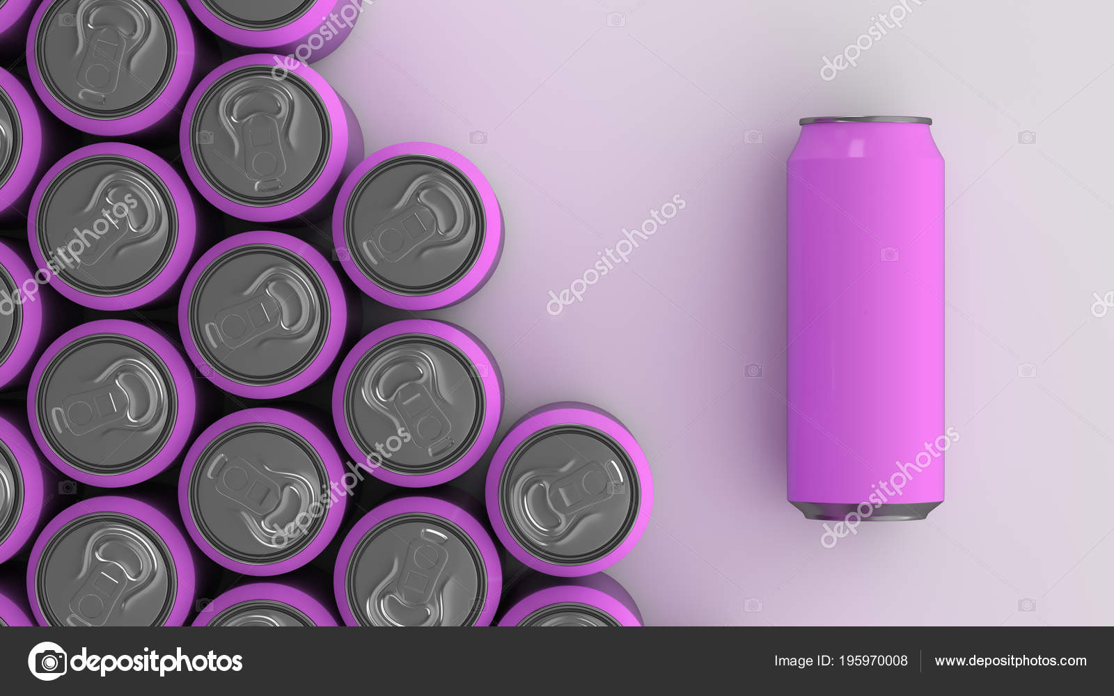 Big Purple Soda Cans White Background Beverage Mockup Tin Package Stock ...