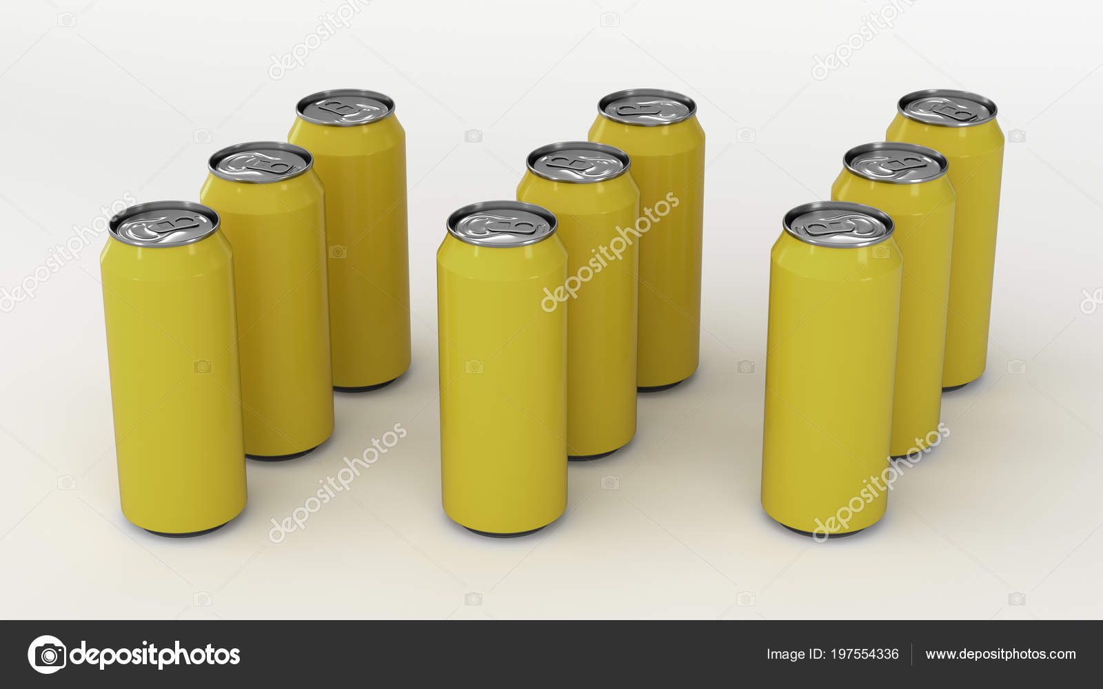 Raw Yellow Soda Cans White Background Beverage Mockup Tin Package Stock ...