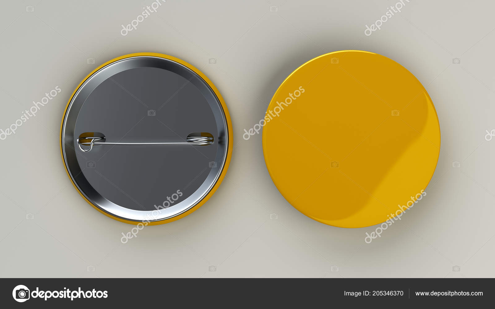 Blank Yellow Badge White Background Pin Button Mockup Rendering ...