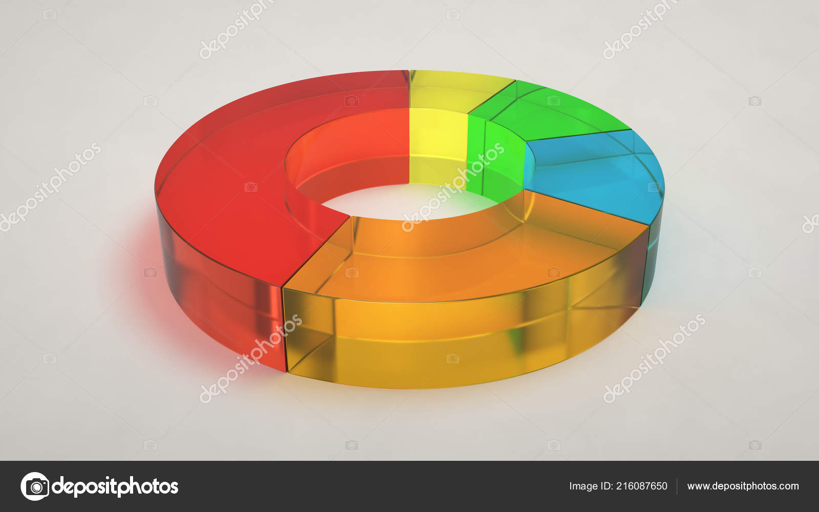 Colorful Glass Ring Pie Chart White Background Infographic Mockup ...
