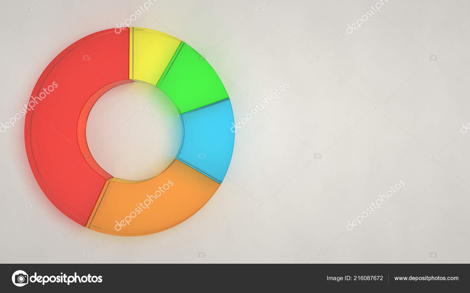 Colorful Glass Ring Pie Chart White Background Infographic Mockup ...