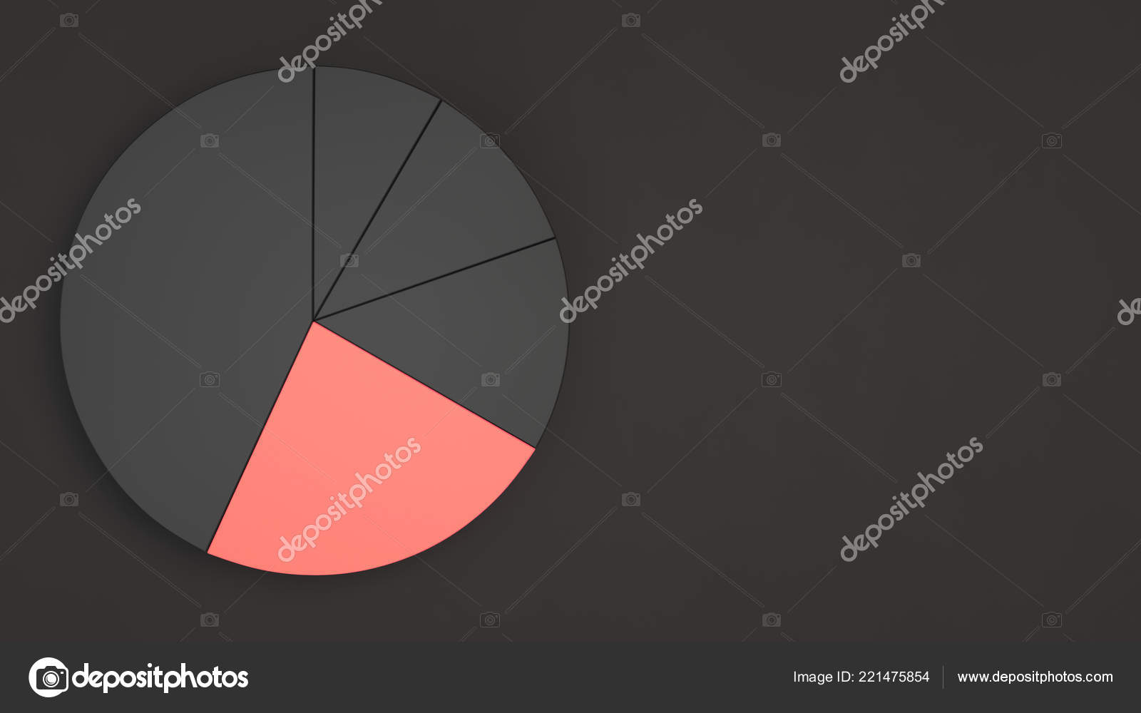 Black Pie Chart One Red Sector Black Background Infographic Mockup ...