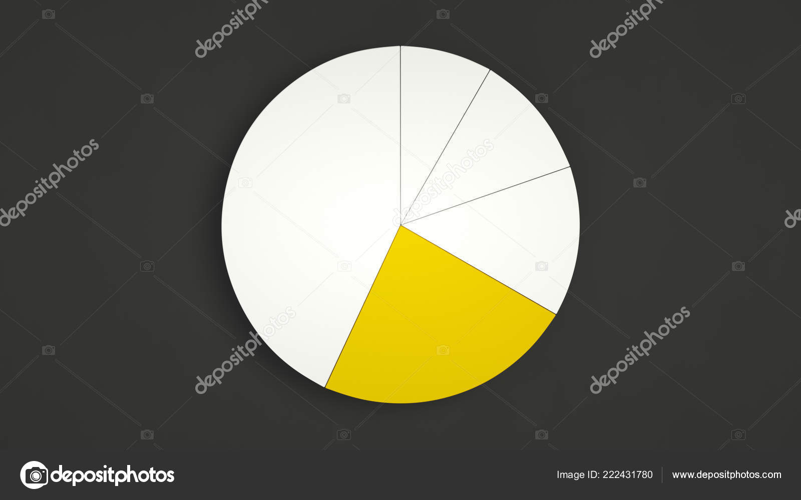 White Pie Chart One Yellow Sector Black Background Infographic Mockup ...