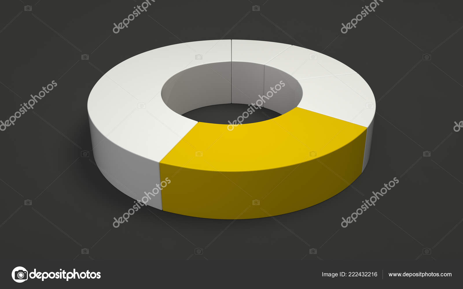 White Ring Pie Chart One Yellow Sector Black Background Infographic ...