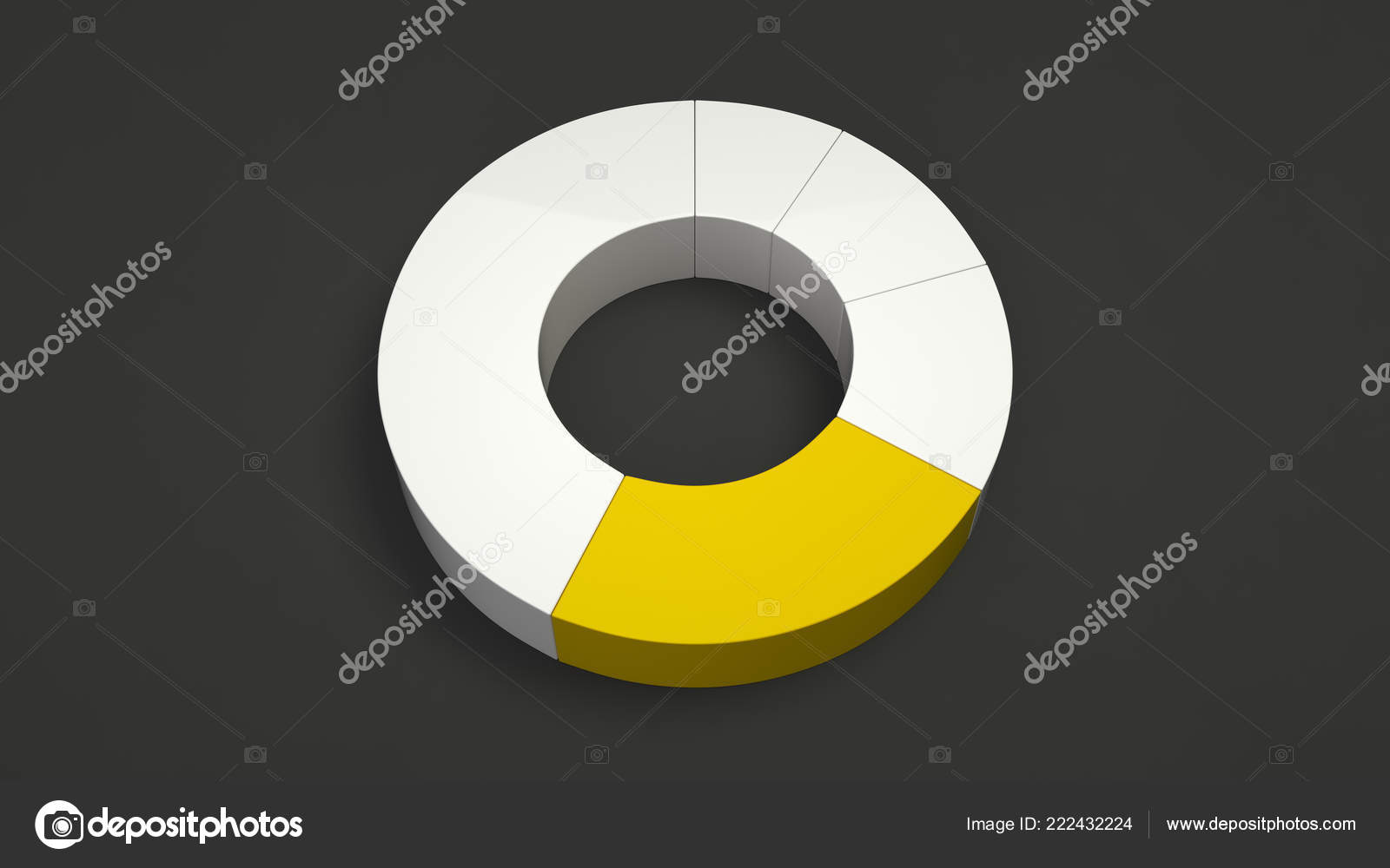 White Ring Pie Chart One Yellow Sector Black Background Infographic ...
