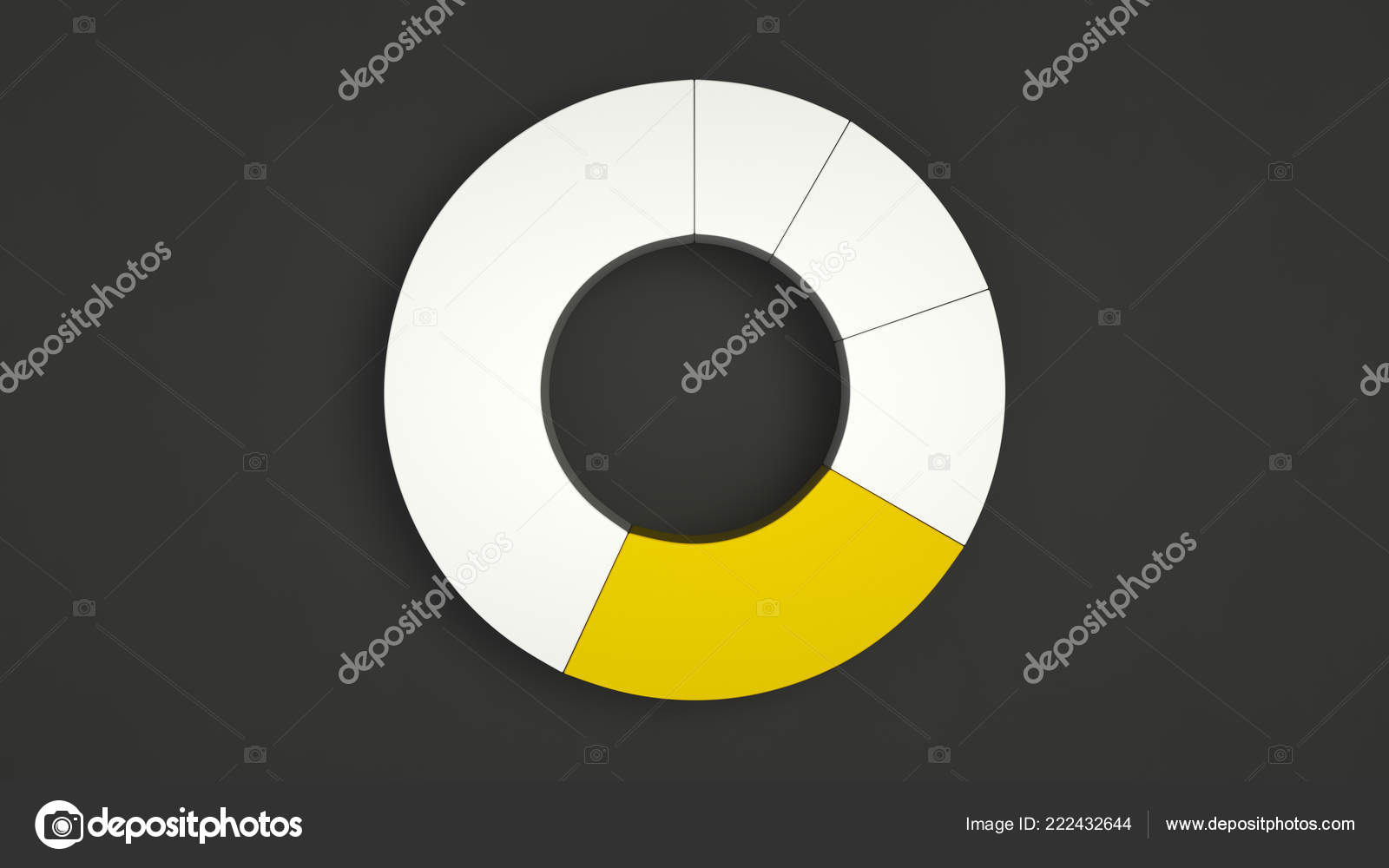 White Ring Pie Chart One Yellow Sector Black Background Infographic ...