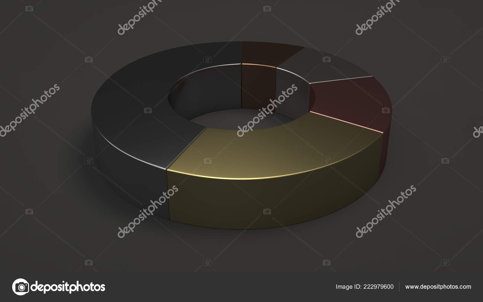 Colorful Metal Ring Pie Chart Black Background Infographic Mockup ...